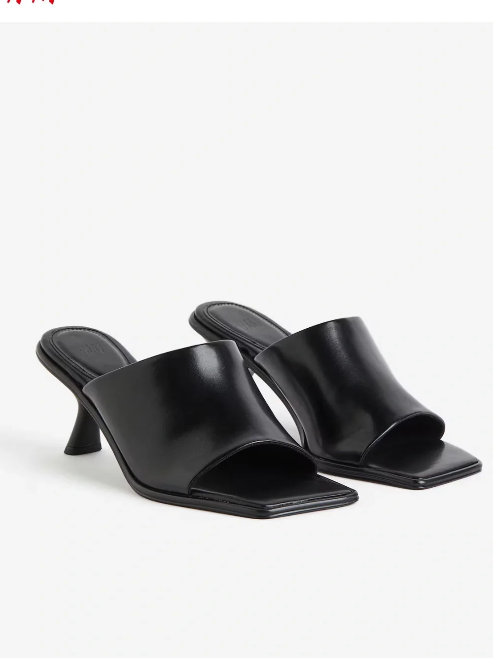H&M | Shoes | Hm Square Toe Heeled Sandals Mules Black Color Trend ...